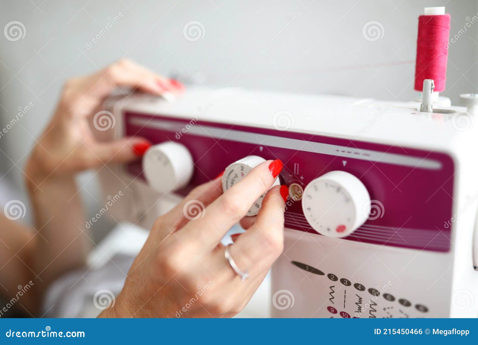 Female Hands Adjust the Relay on Sewing Machine Stock Photo - Image of ...