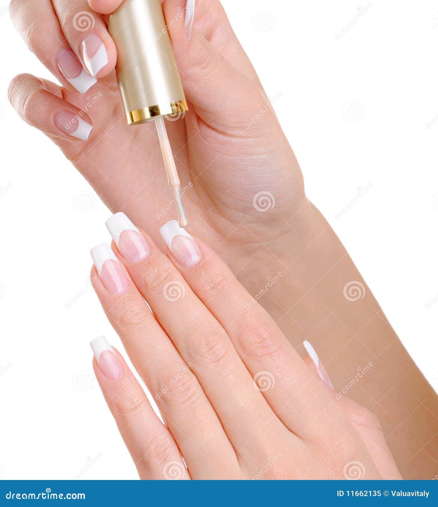 Female Hands Applying Nail Vanish on Fingernail Stock Image - Image of ...