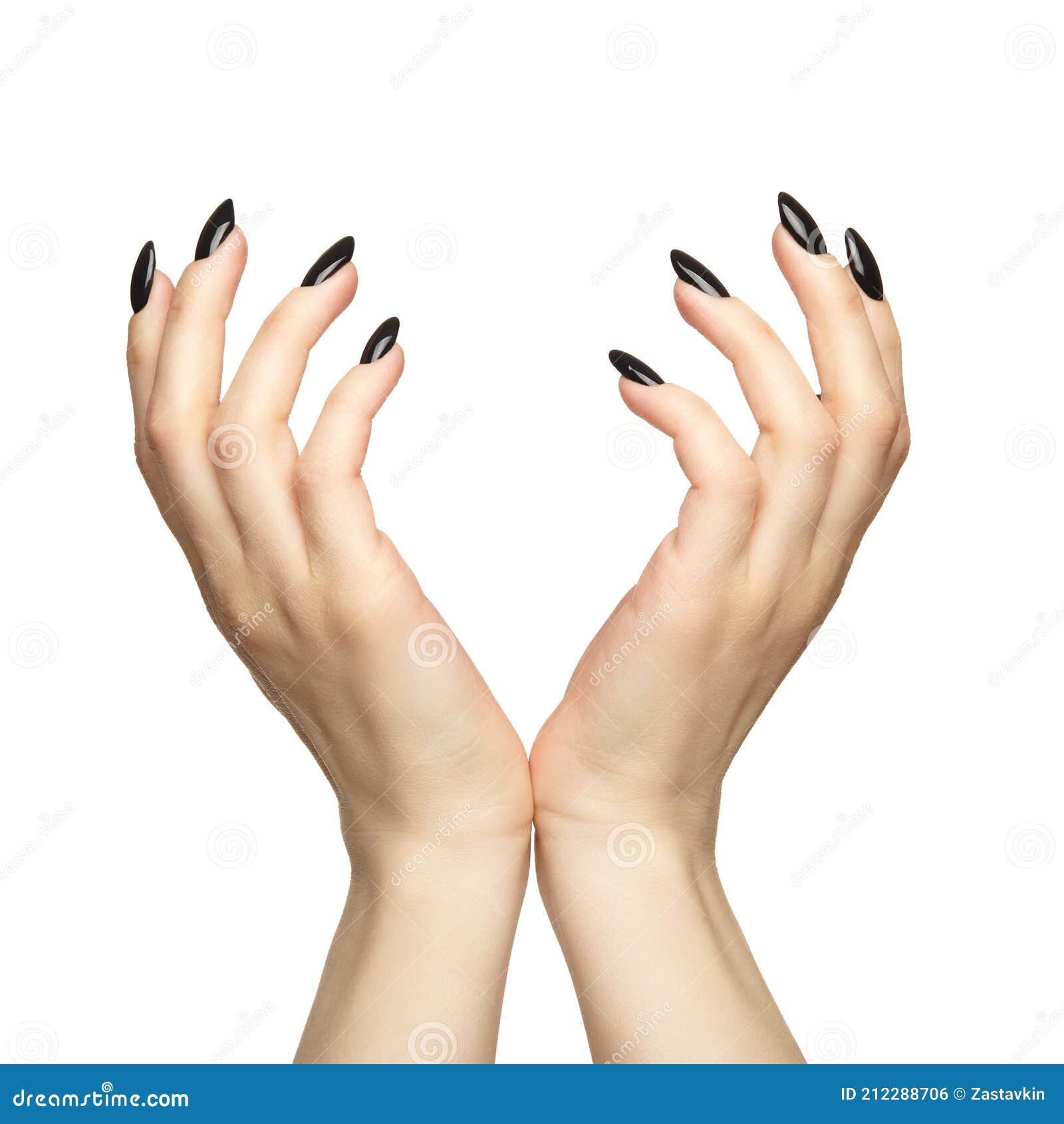 Female Hands with Black Nails Manicure on White Background Stock Photo ...