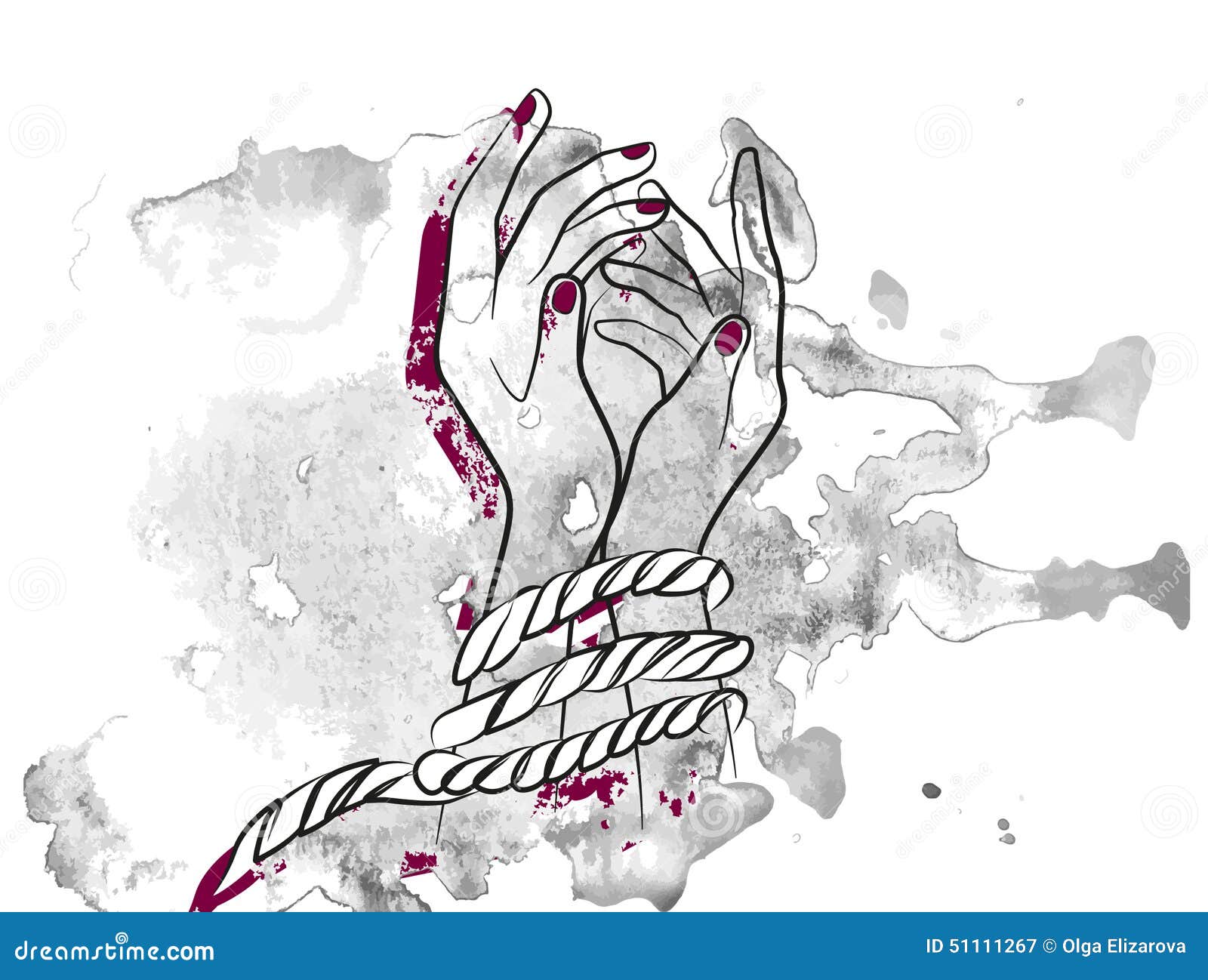 Hands Bound By Rope, Symbolizing Captivity, Resistance, And Struggle On ...