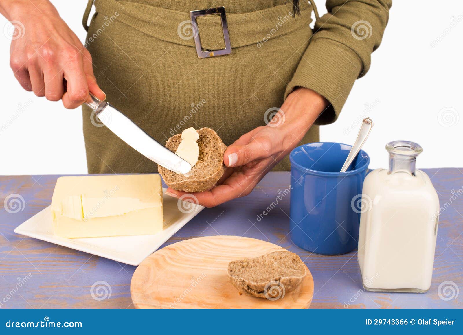 Buttering bread stock photo. Image of afternoon, dairy - 29743366