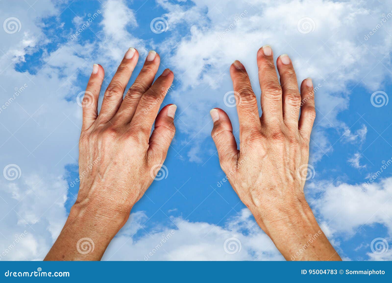 Female Hands with Clouds and Skies Stock Image - Image of business ...