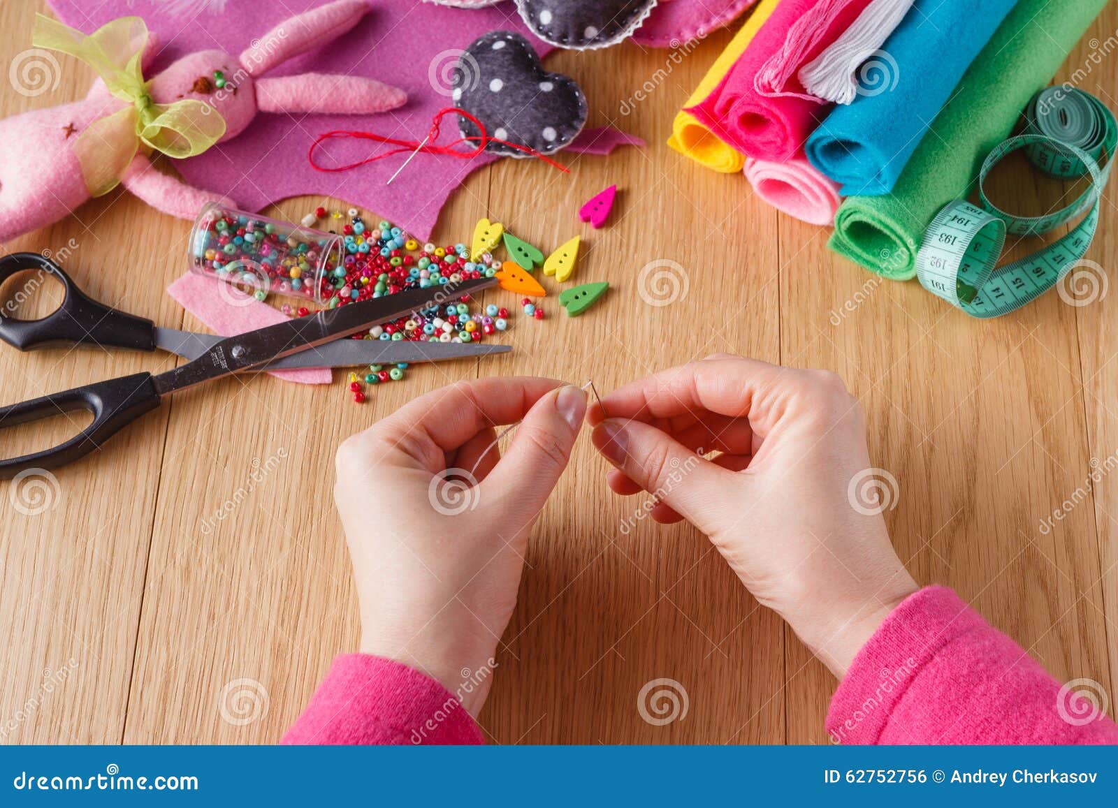 Female Hands Doing Crafts from Felt Stock Photo - Image of decoration ...