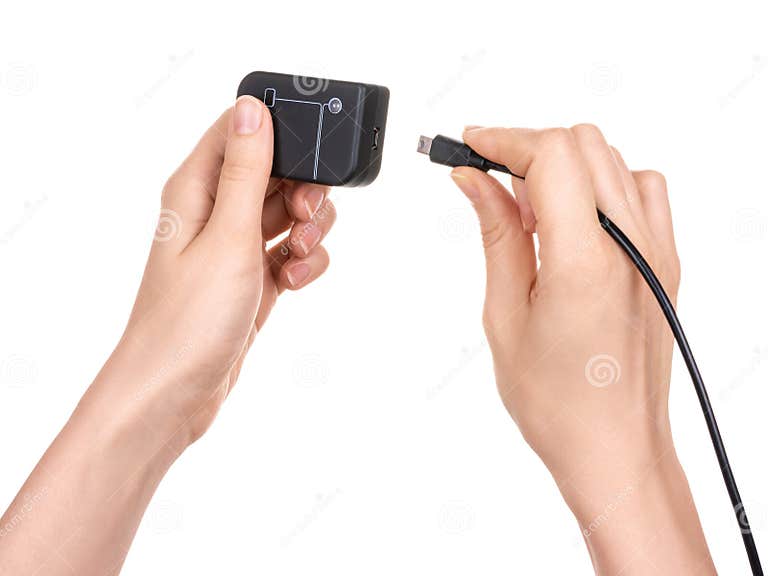 Female Hands Hold a Debugger Flasher with a Usb Port for Program Chips ...