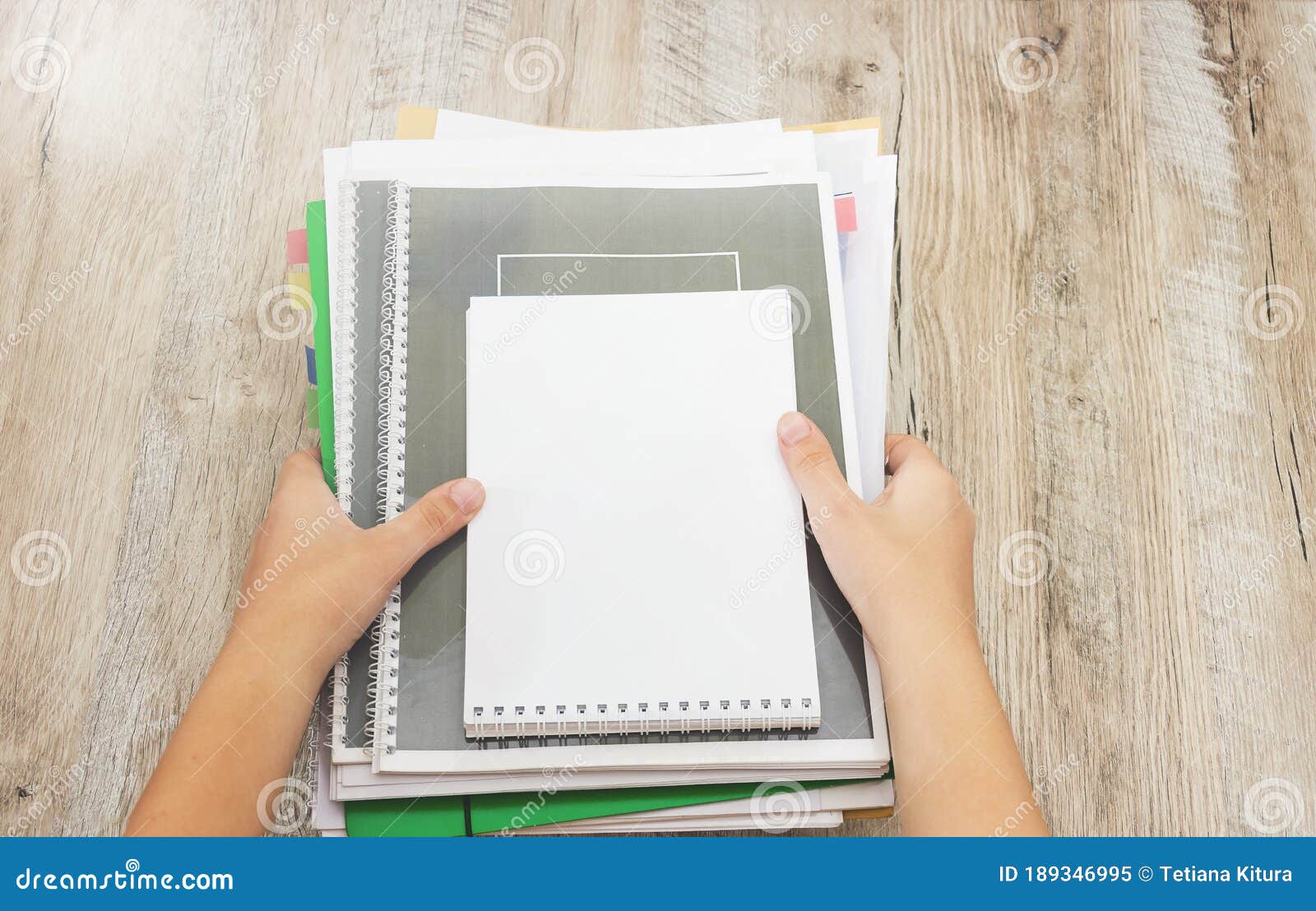 Female Hands Hold a Stack with Business Documents and Contracts. View ...