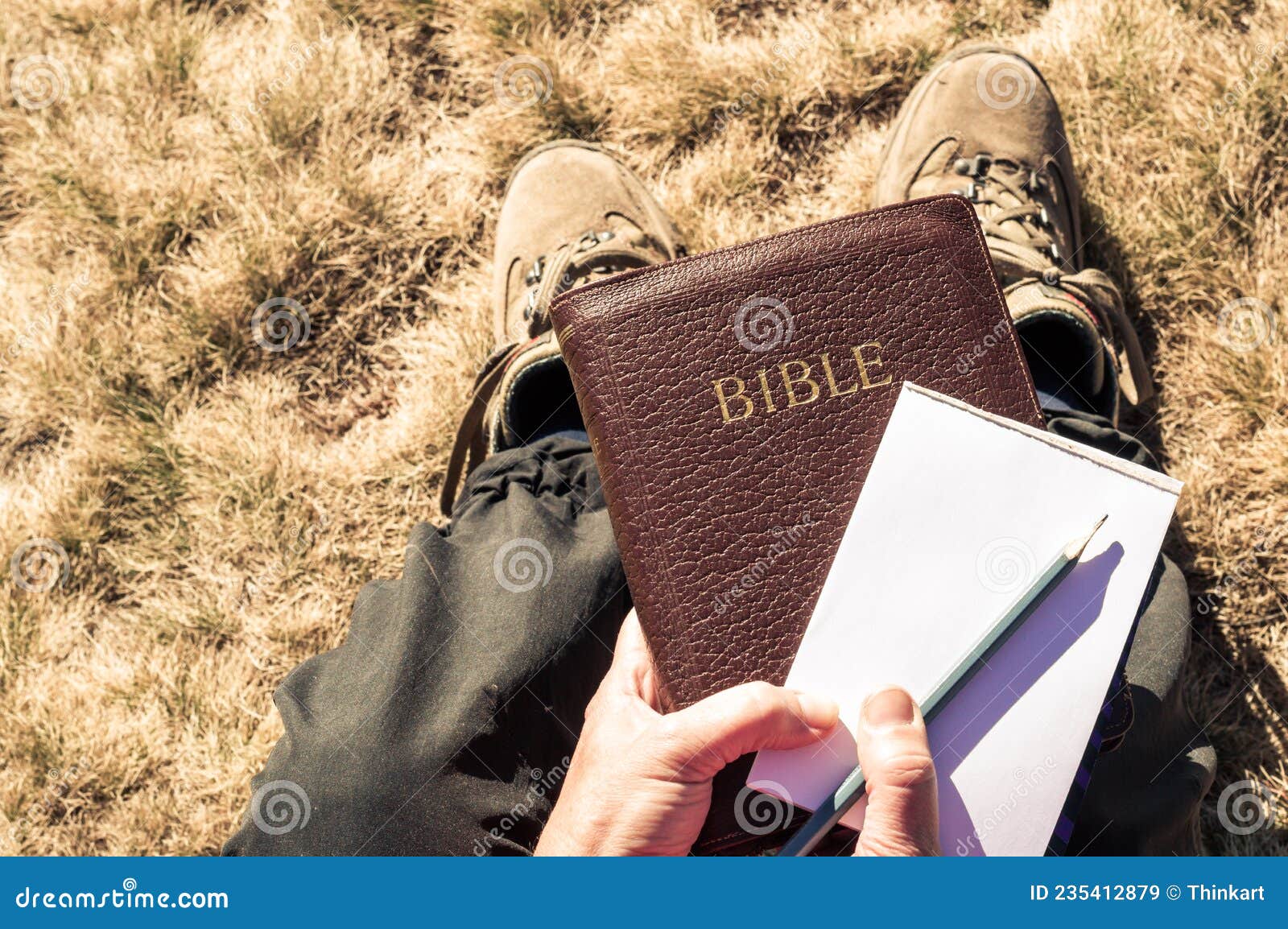 Outdoor Bible Study during Mountain Hike in the Fall Stock Image ...