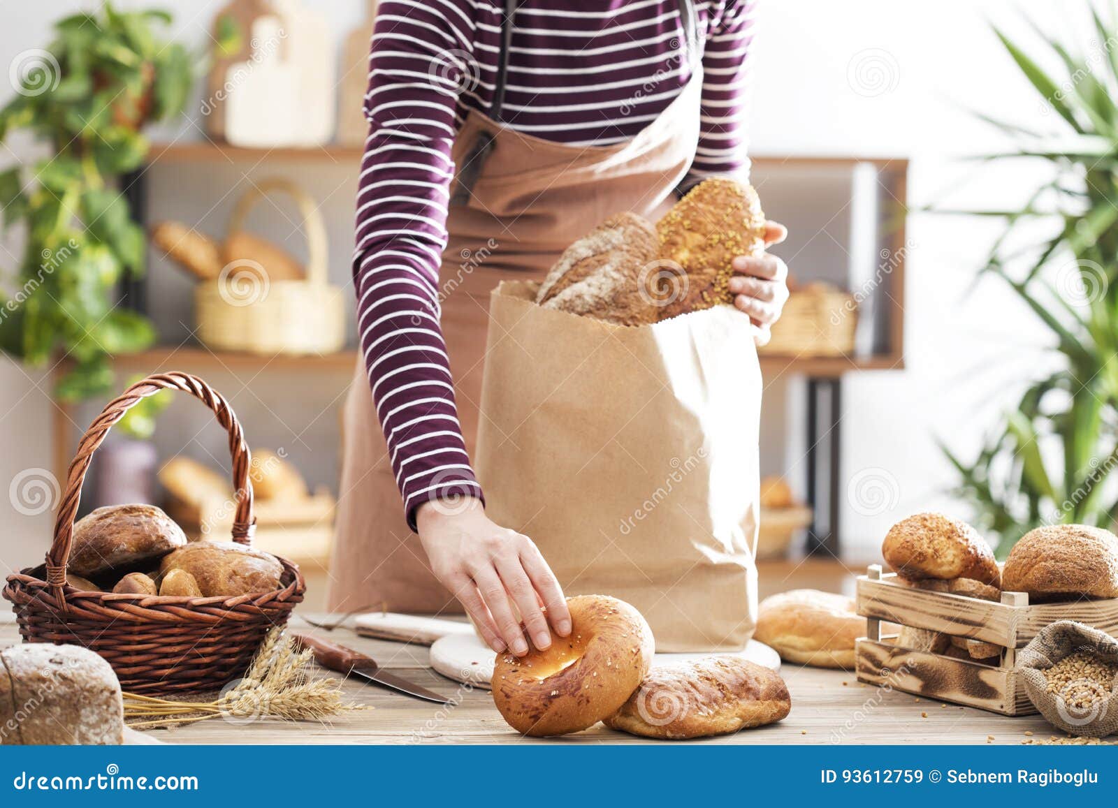 Female Hands Holding Bread Packet Stock Image - Image of loaf, assorted ...