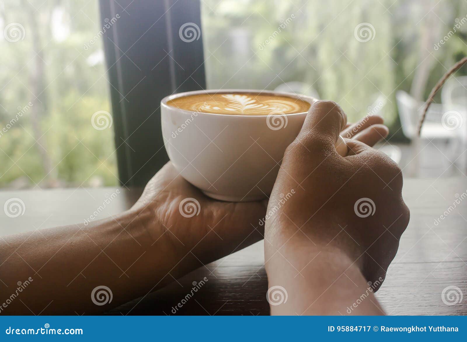 Female Hands Holding a Coffee Cup. Stock Image - Image of light ...