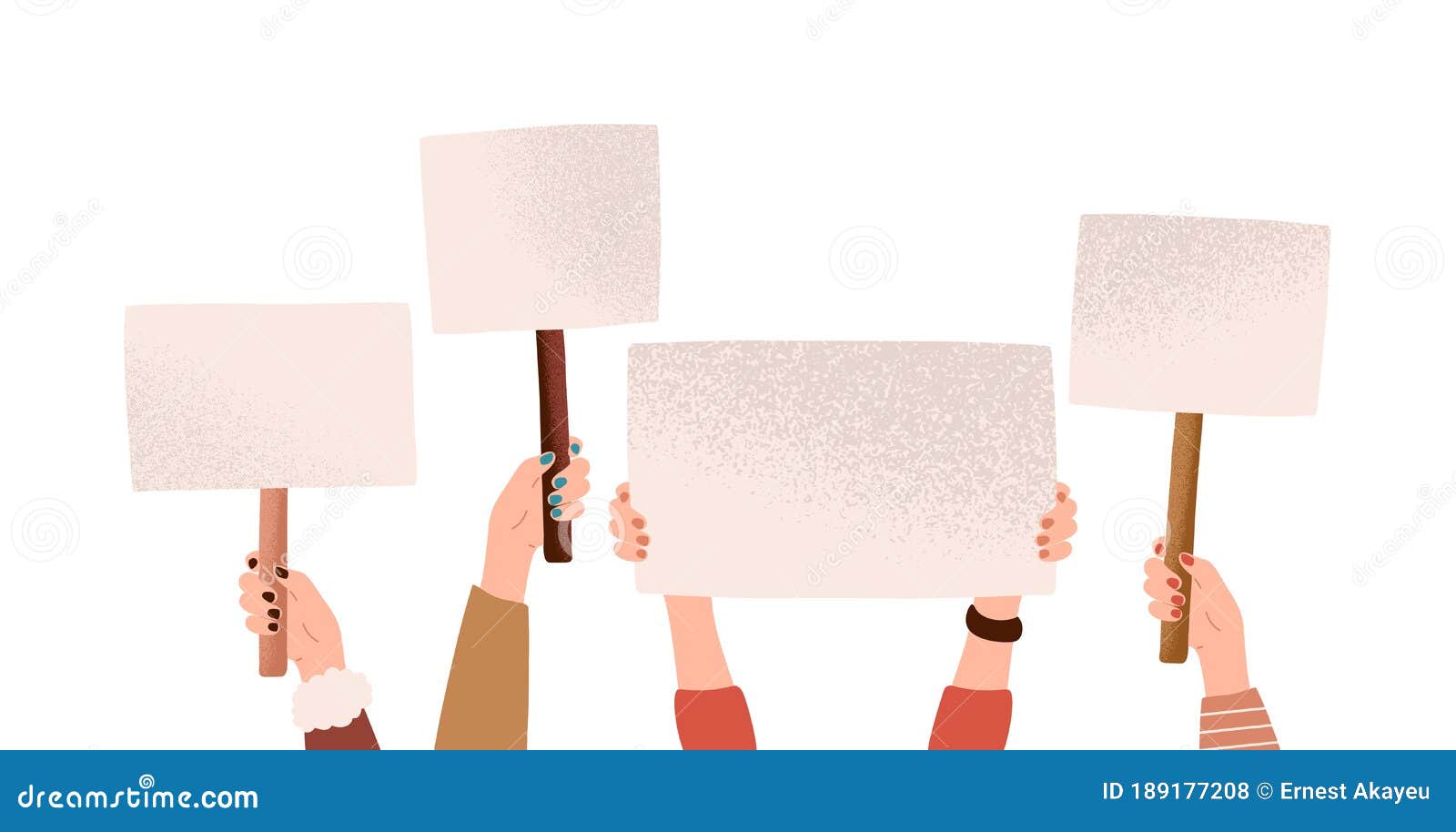 Female Hands Holding Empty Banners with Place for Text Taking Part at ...