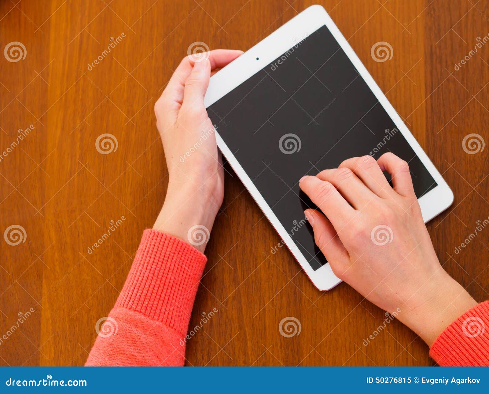 Female Hands Holding Generic Tablet Stock Image - Image of mini ...