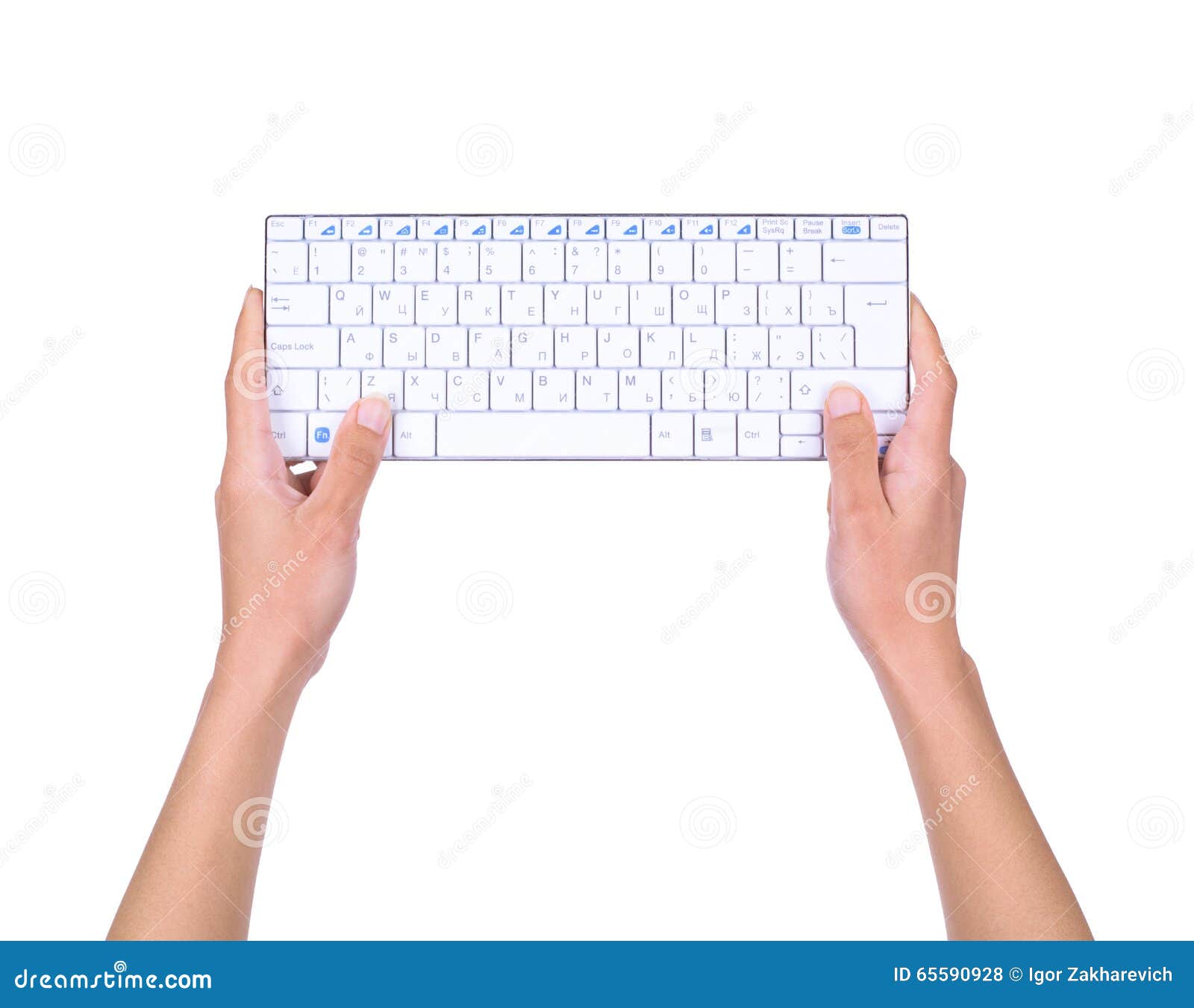 Female Hands Holding the Keyboard Stock Photo - Image of business ...