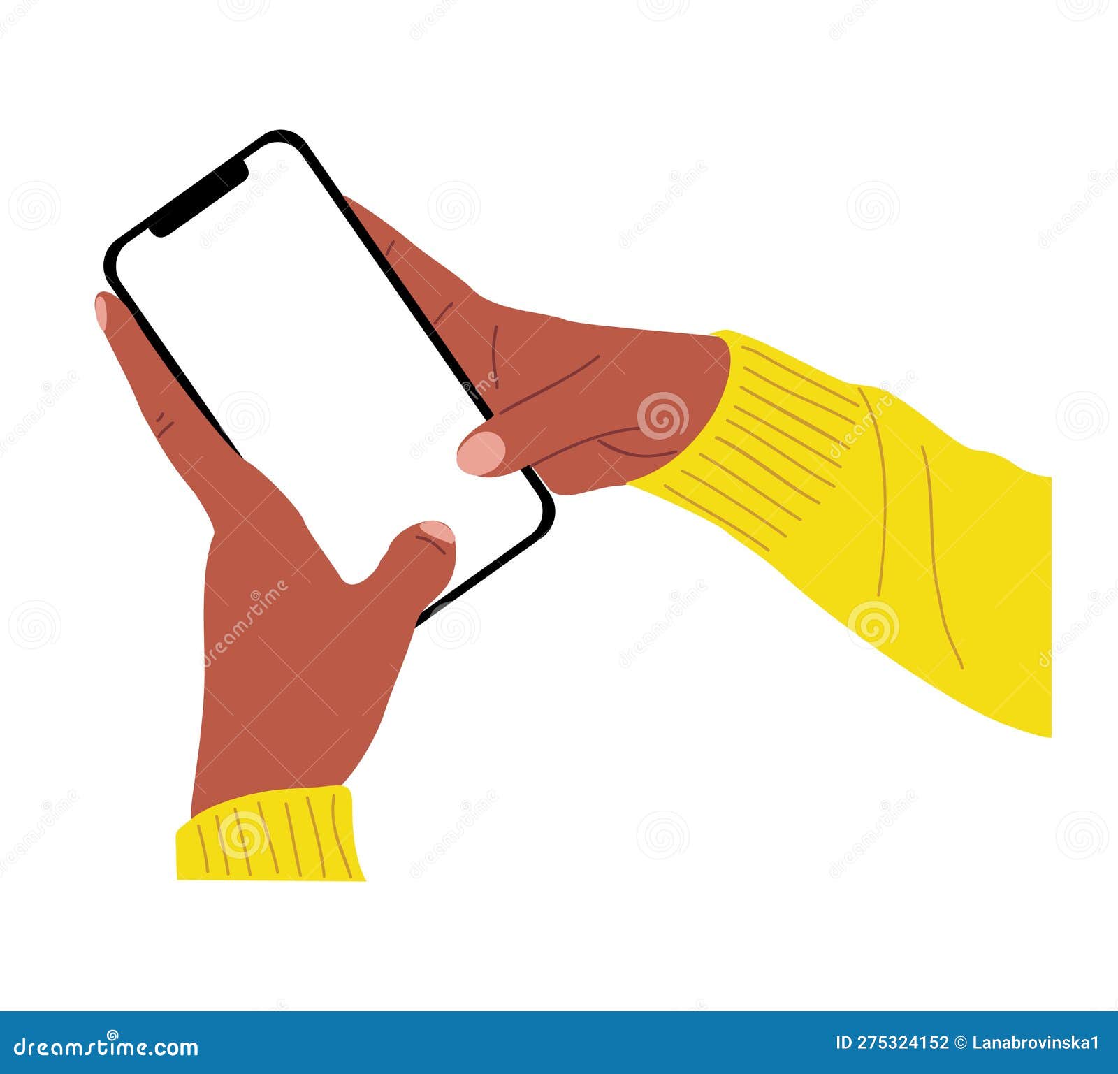 Female Hands Holding Mobile Phone Vector Isolated Stock Vector