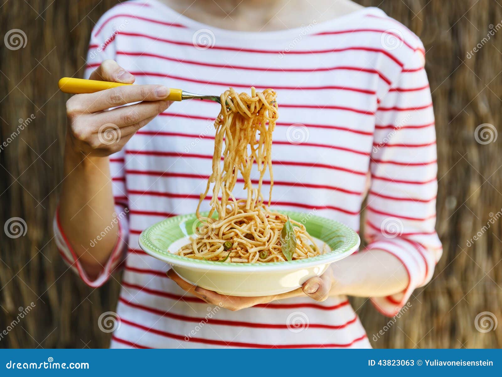 Female Hands Holding Plate with Pasta Stock Image - Image of lifestyle ...