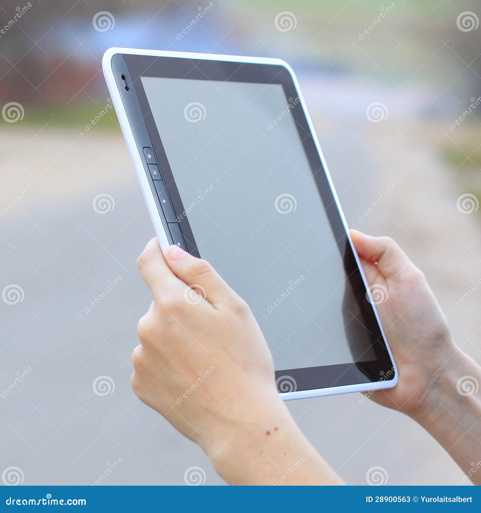 Female Hands Holding a Tablet Stock Image - Image of female, blank ...