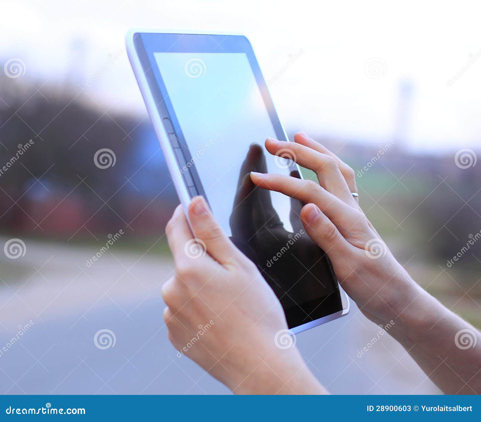 Female Hands Holding a Tablet Stock Image - Image of male, multimedia ...