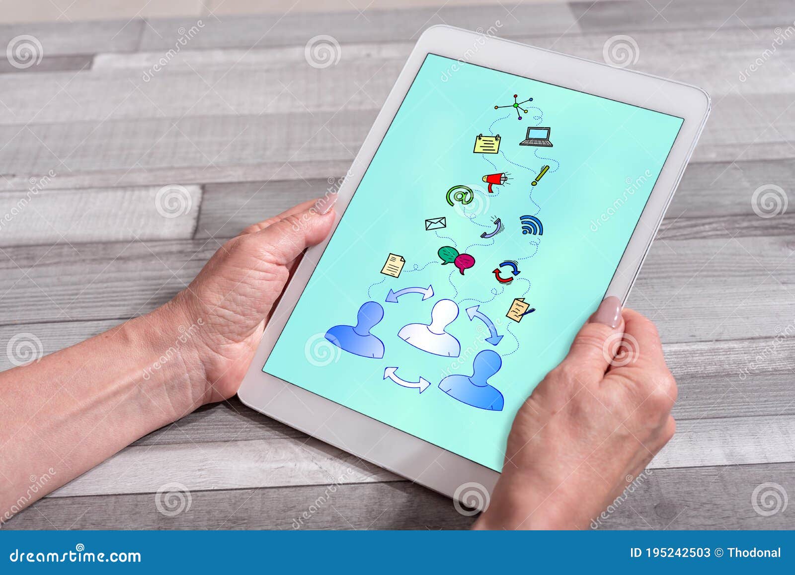 Communication Concept on a Tablet Stock Image - Image of means ...