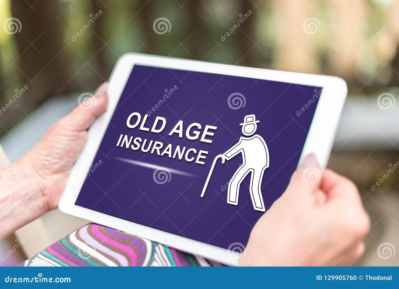 Old Age Insurance Concept on a Tablet Stock Photo - Image of safety ...