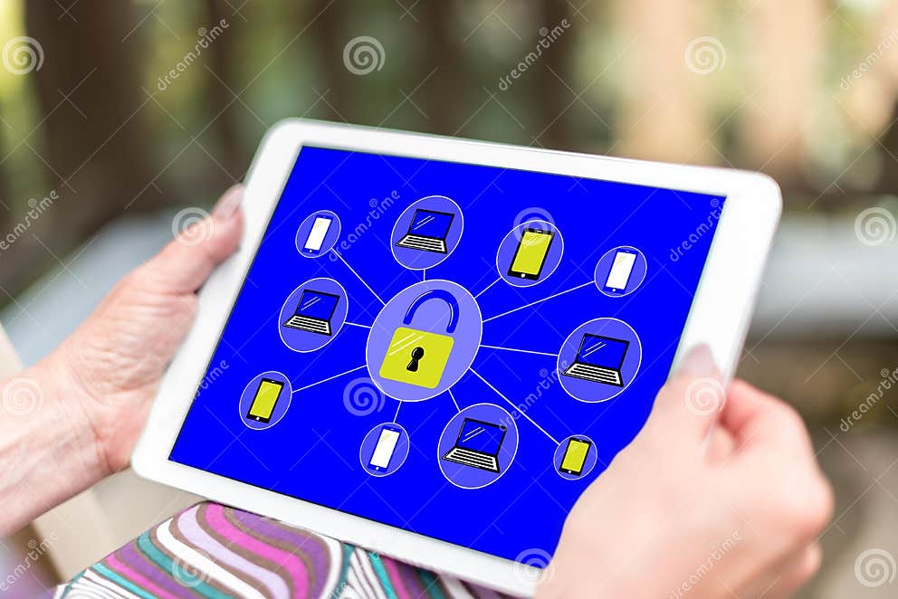 Password Protected Concept on a Tablet Stock Image - Image of hand ...