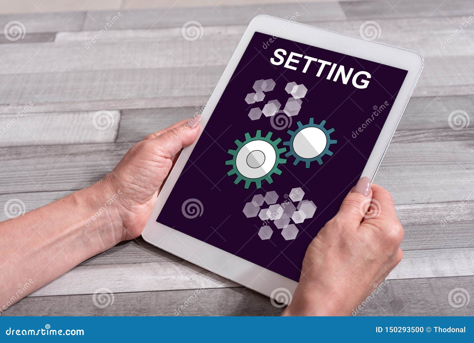 Setting Concept on a Tablet Stock Photo - Image of setup, hand: 150293500