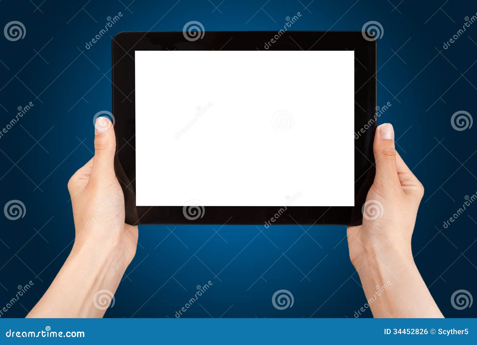 Female Hands Holding a Tablet Stock Photo - Image of computer, isolated ...