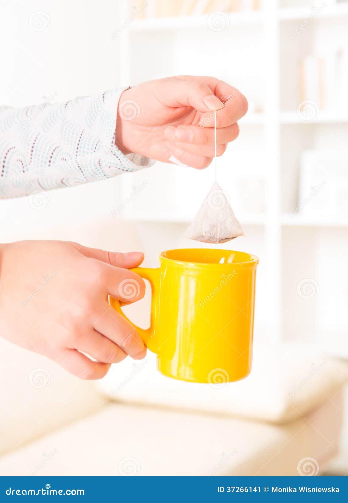 Female Hands Holding Tea Bag Stock Image - Image of color, liquid: 37266141