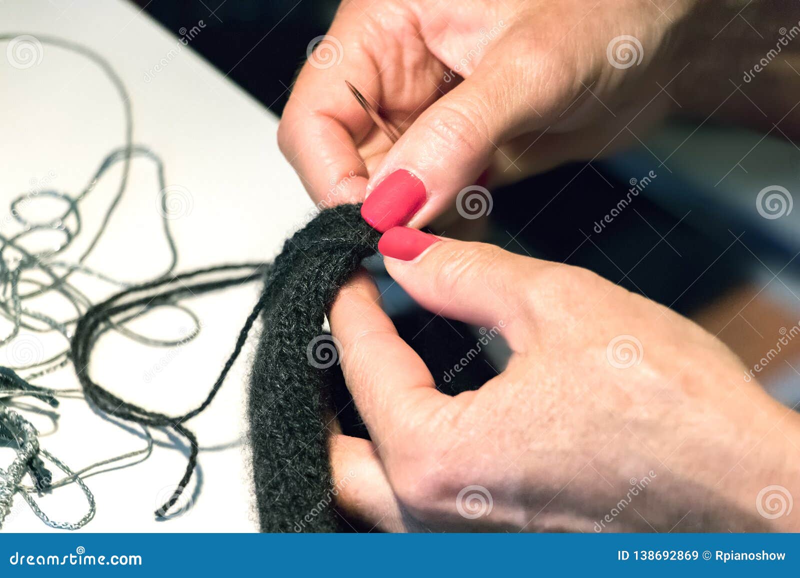 Female Hands Holding a Wool Thread Stock Image - Image of home, hobby ...