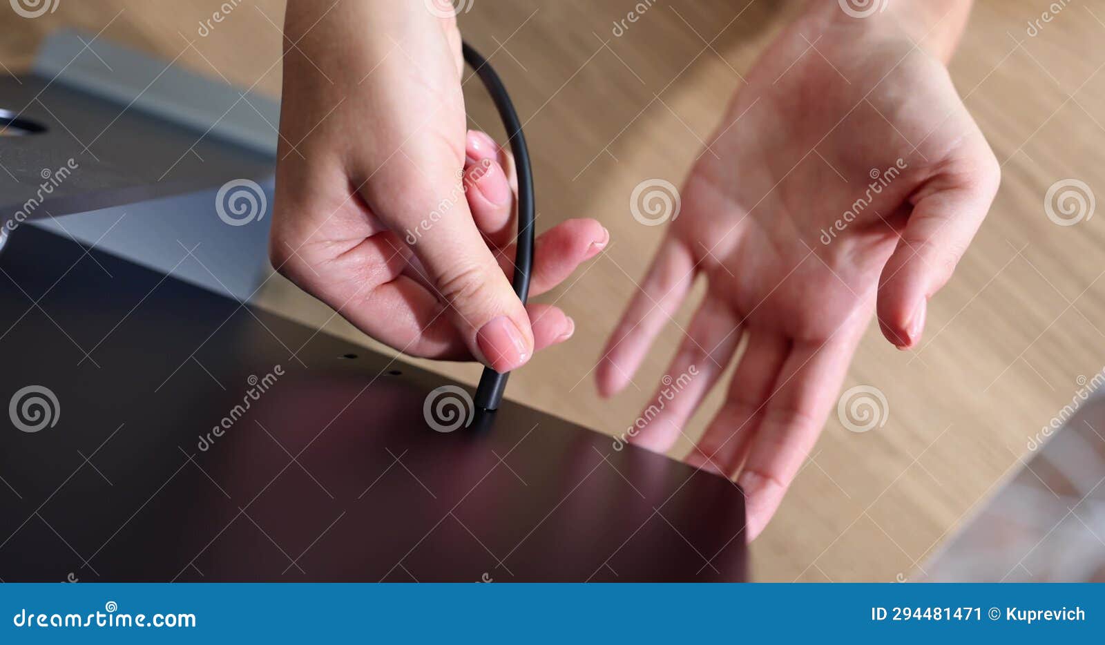 Hands Insert a Plug into a Black Screen, a Close-up Stock Video - Video ...