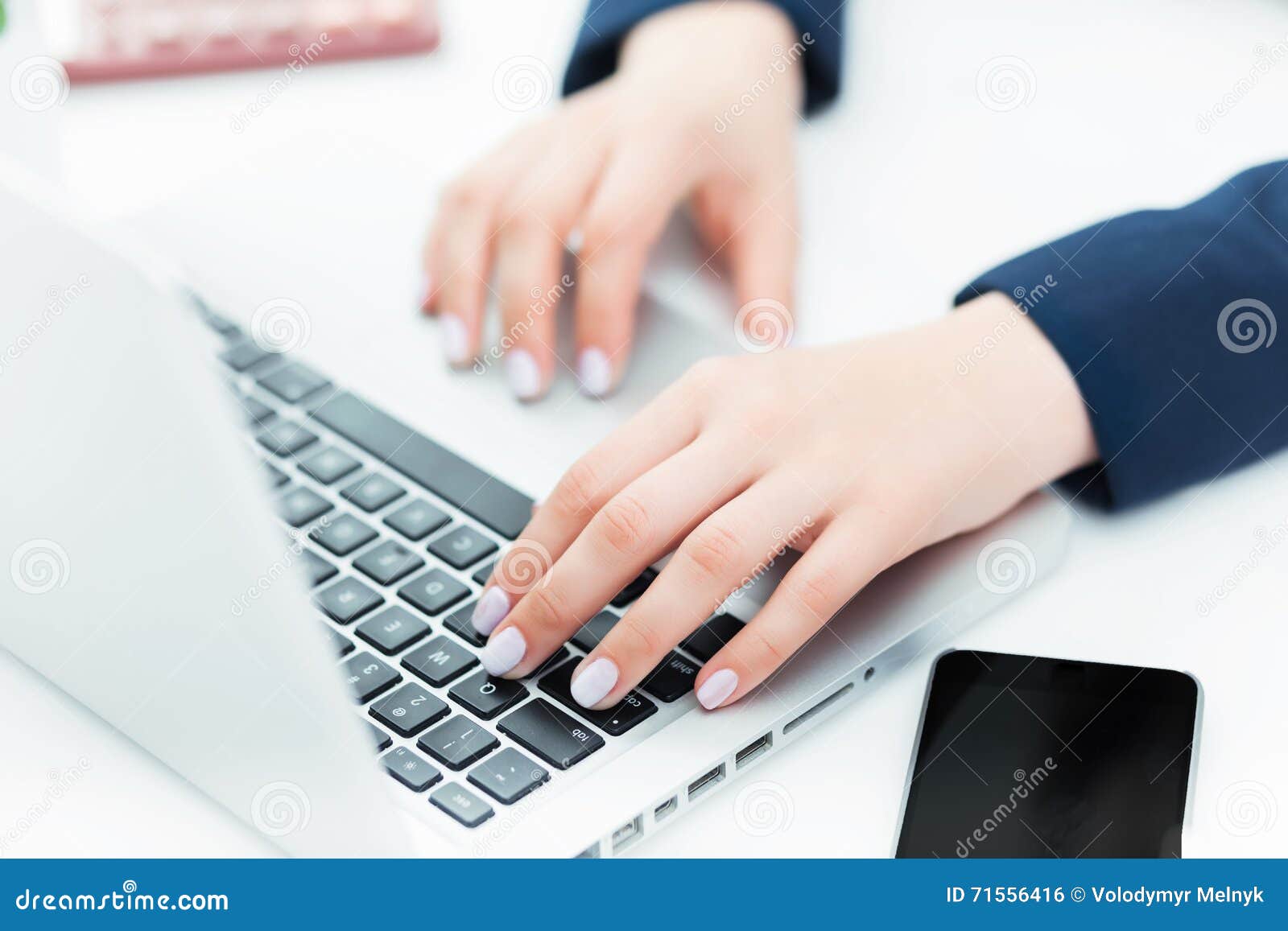 The Female Hands on the Keyboard of Her Laptop Computer Stock Photo ...