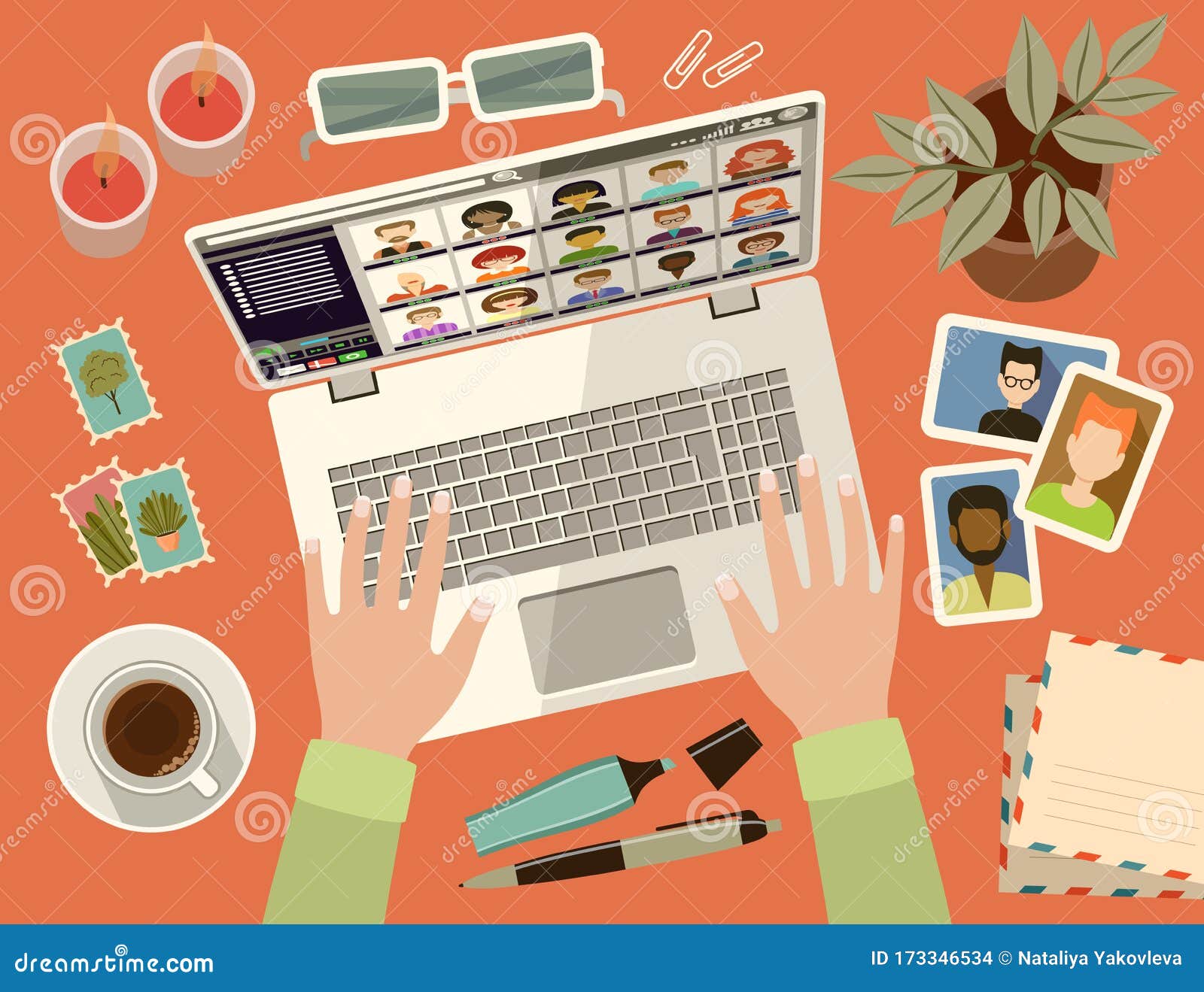 Female Hands on Laptop Keyboard. Social Networks. Virtual Communication ...