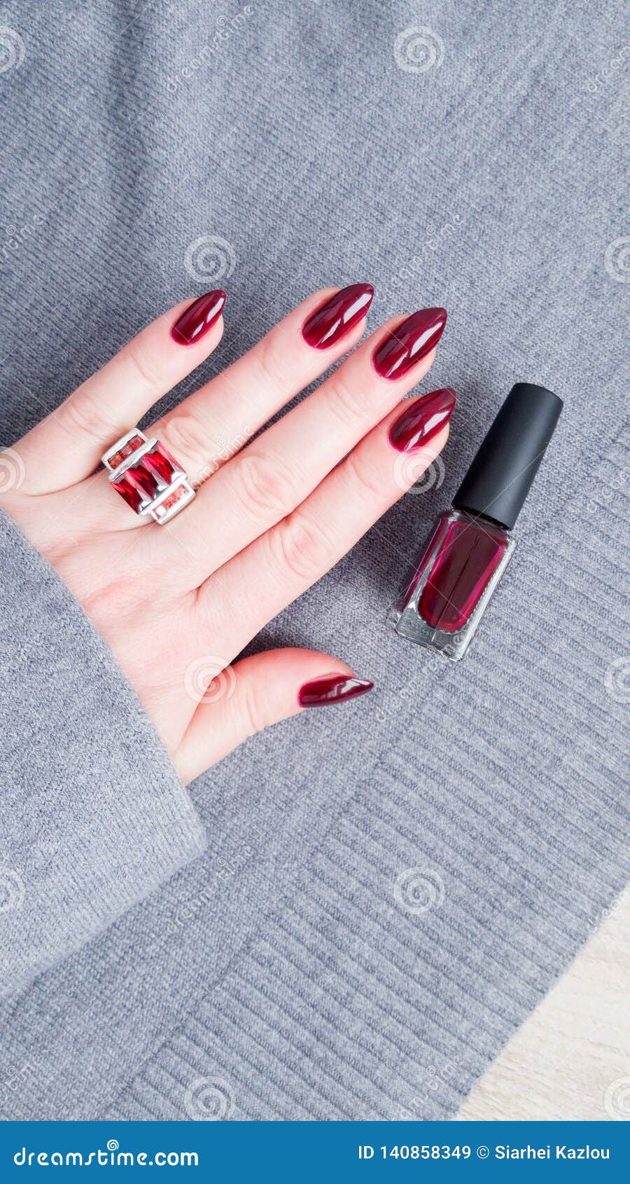 Female Hands With Long Nails With Red Nail Polish Stock Image Image