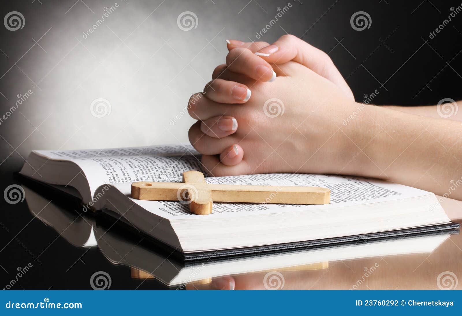 Female Hands on Open Holy Bible Stock Photo - Image of christianity ...