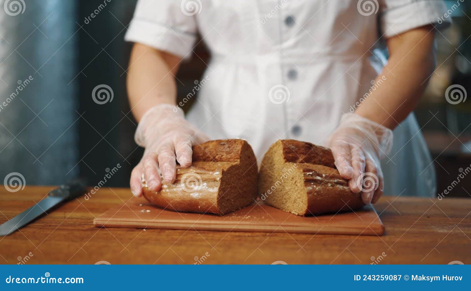 Female hands open bread stock video. Video of detail - 243259087