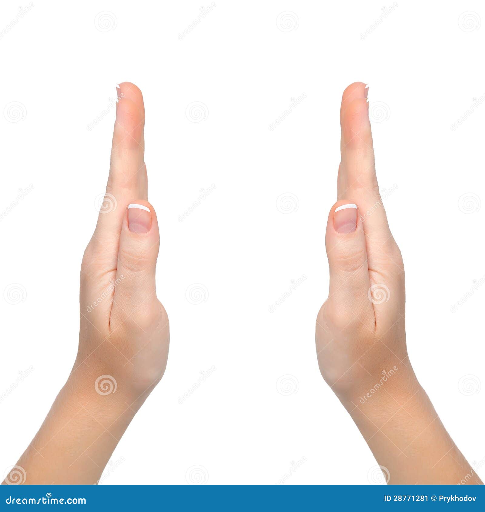 Female Hands Palm Held Subject Stock Image - Image of gesturing, screen ...