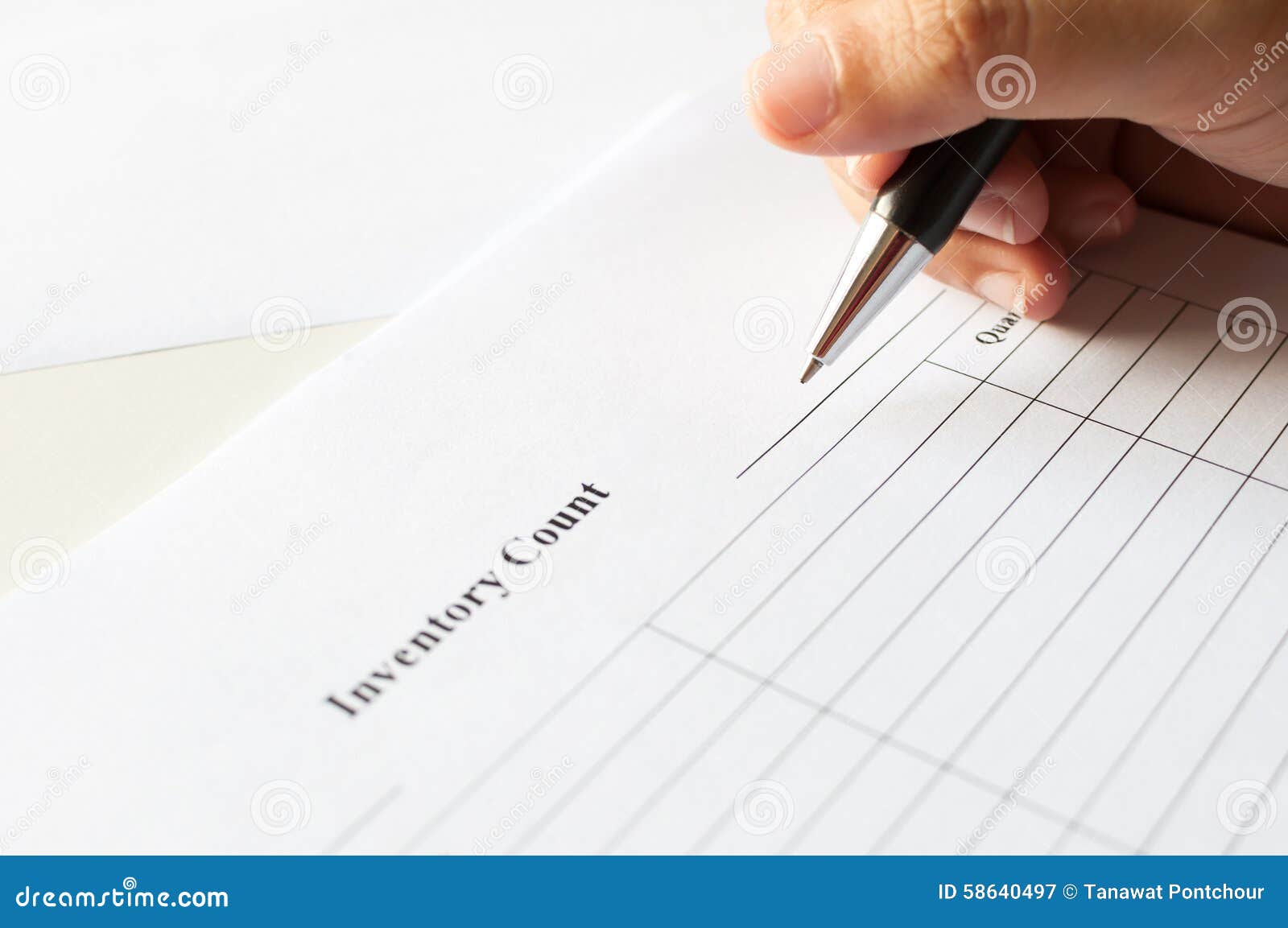 Female Hands with Pen Writing on Inventory Count Form. Stock Image ...