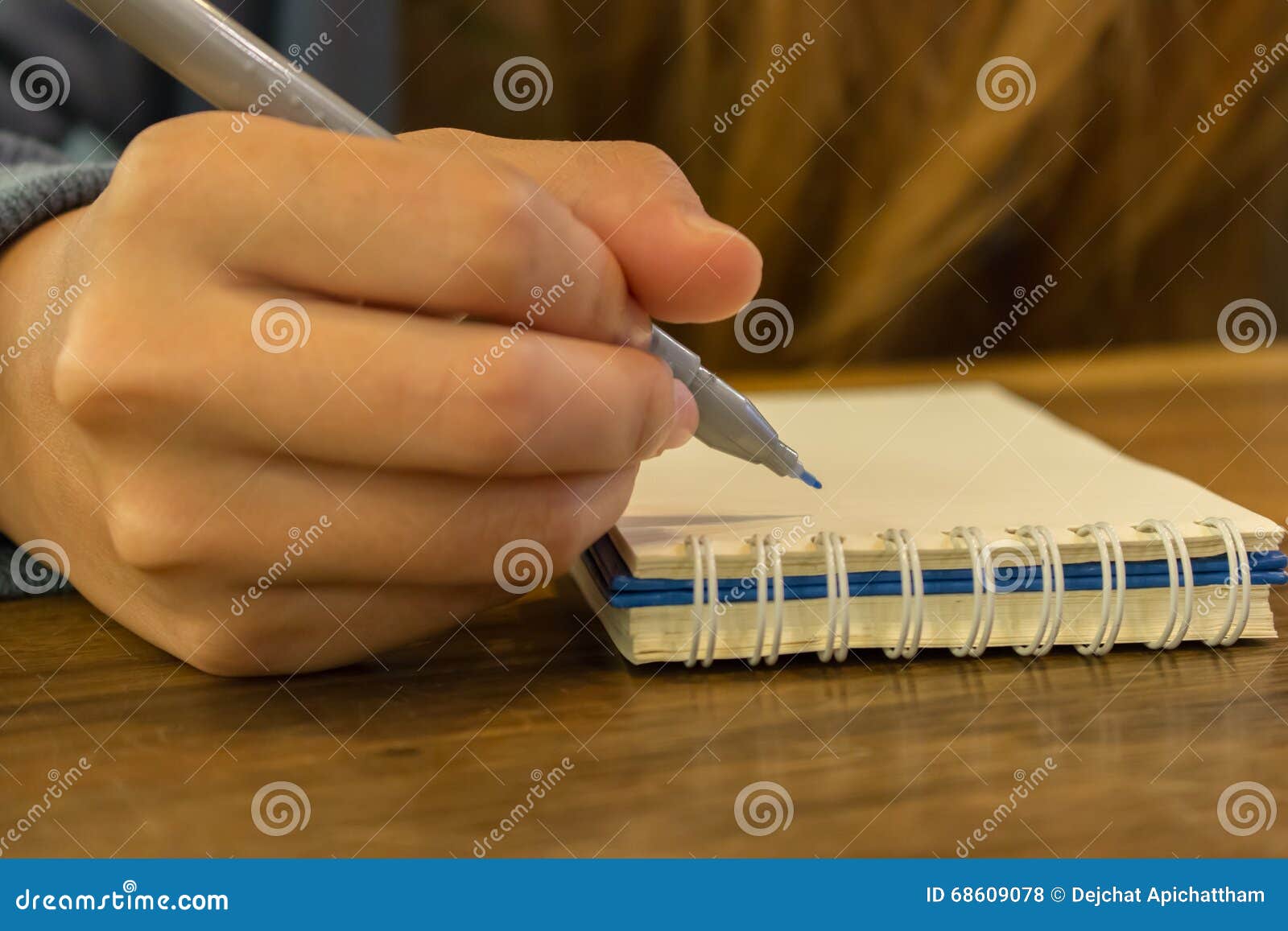 Female Hands with Pen Writing on Notebook Stock Photo - Image of ...