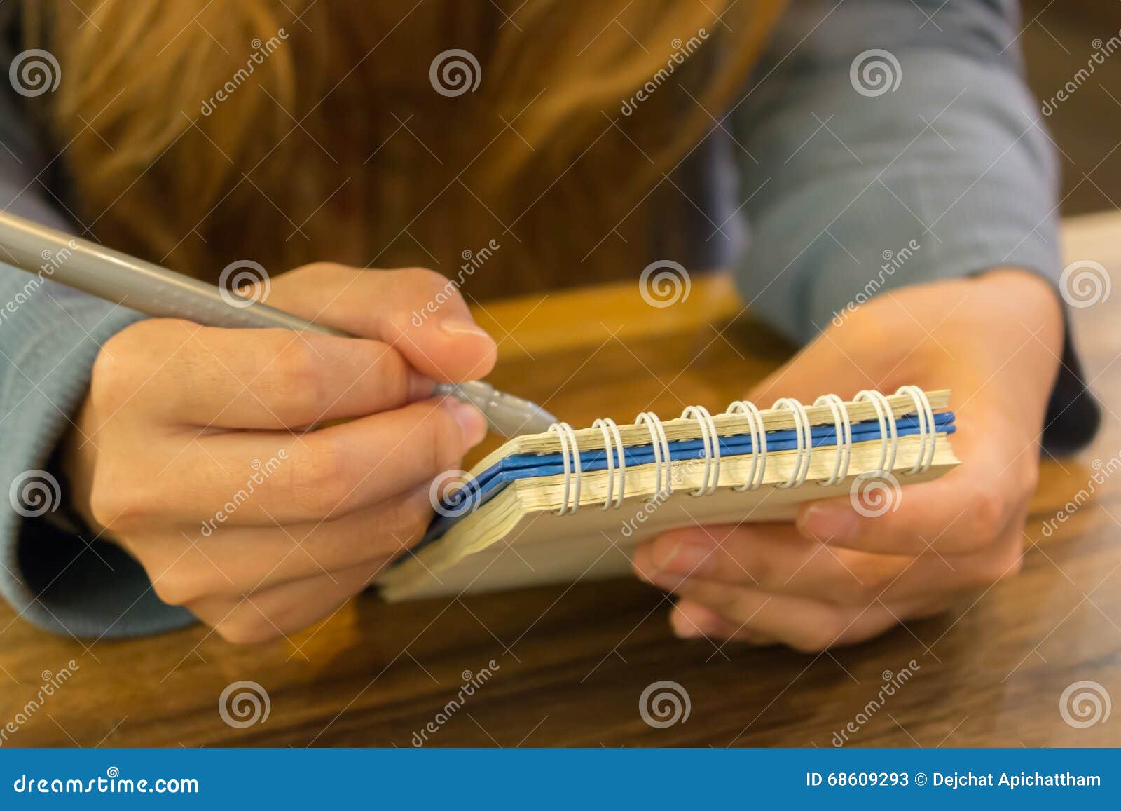 Female Hands with Pen Writing on Notebook Stock Image - Image of ...