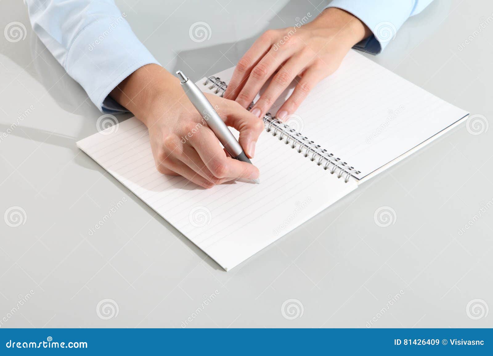Female Hands with Pen Writing on Notebook Stock Image - Image of hands ...