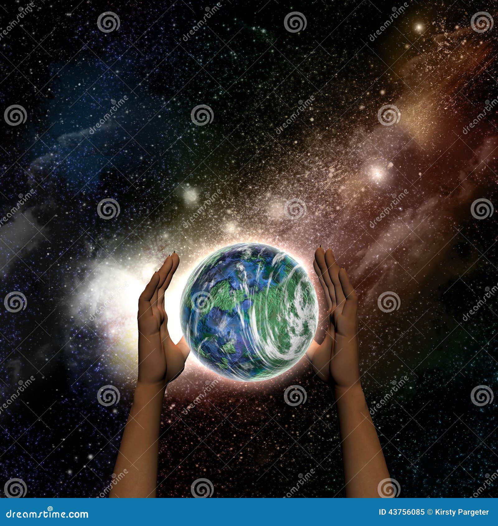 Female Hands Protecting the Earth Stock Illustration - Illustration of ...