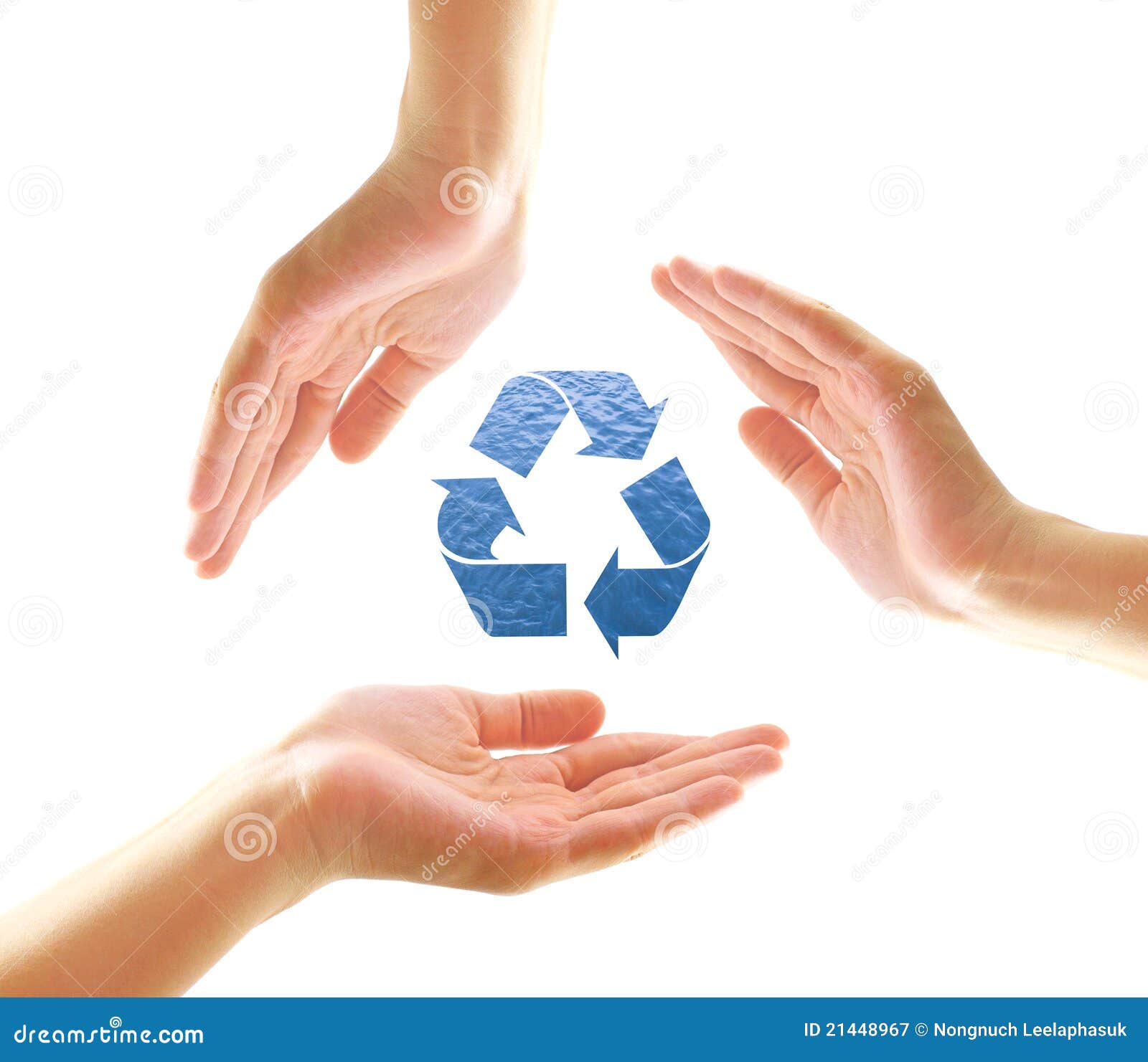 Female Hands with Recycle Shape from Water Stock Image - Image of ...