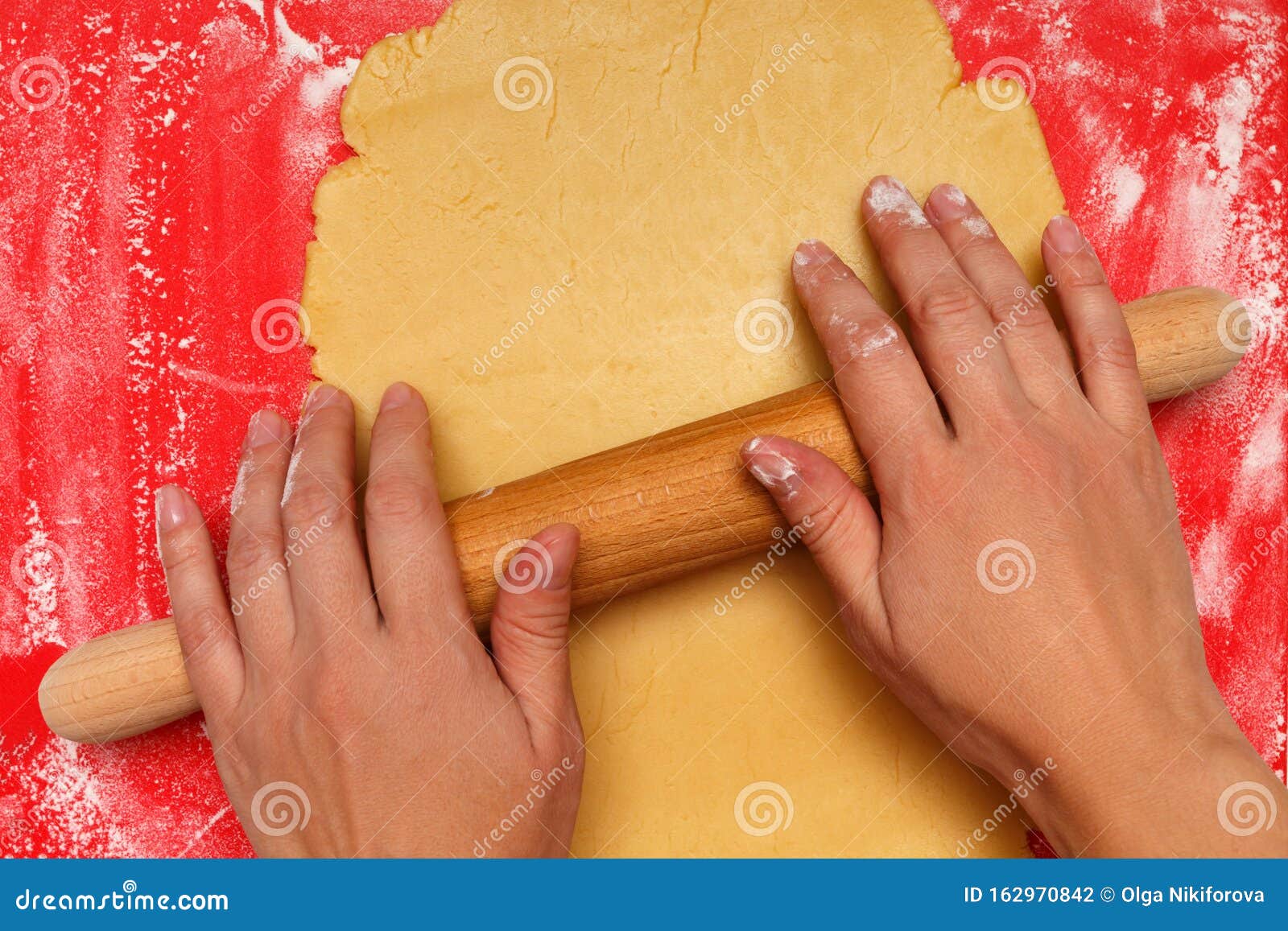Female Hands Roll Out the Dough for Christmas Cookies Stock Photo ...