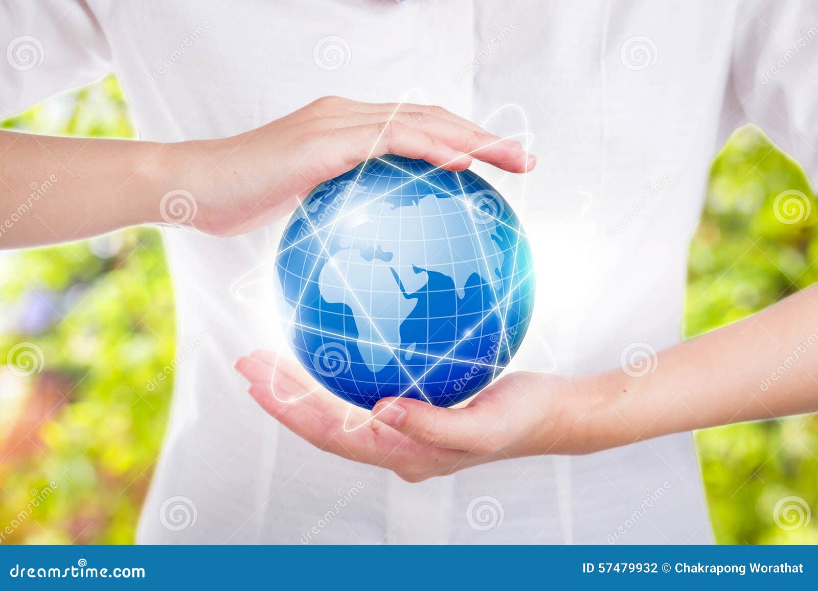 Female Hands Save Environment Keep in the World Blue Planet. Stock ...