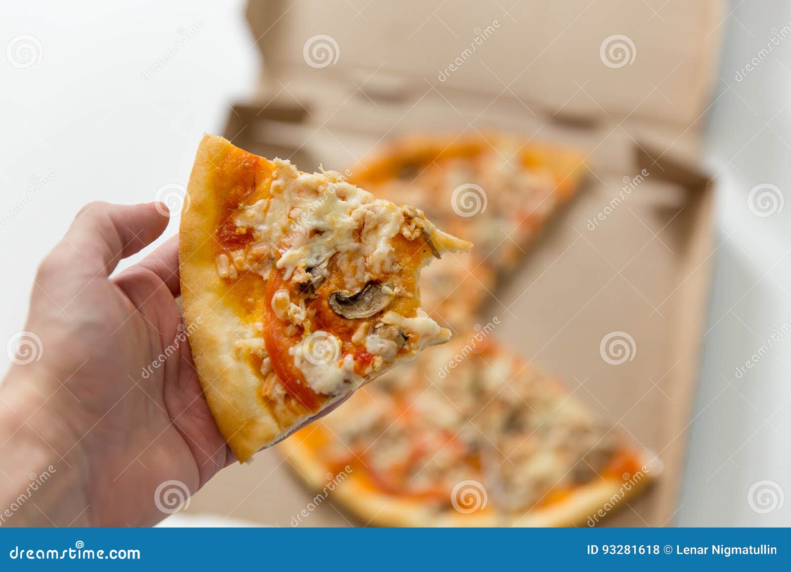 Female Hands with Sliced Pizza on the Kitchen Table Stock Photo - Image ...
