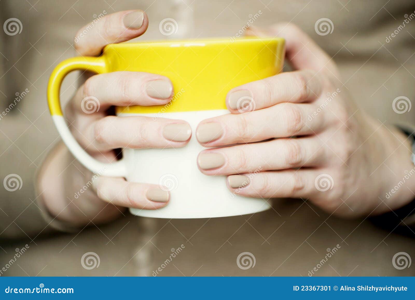 Female Hands with Soft Beige Manicure Stock Image - Image of elegance ...