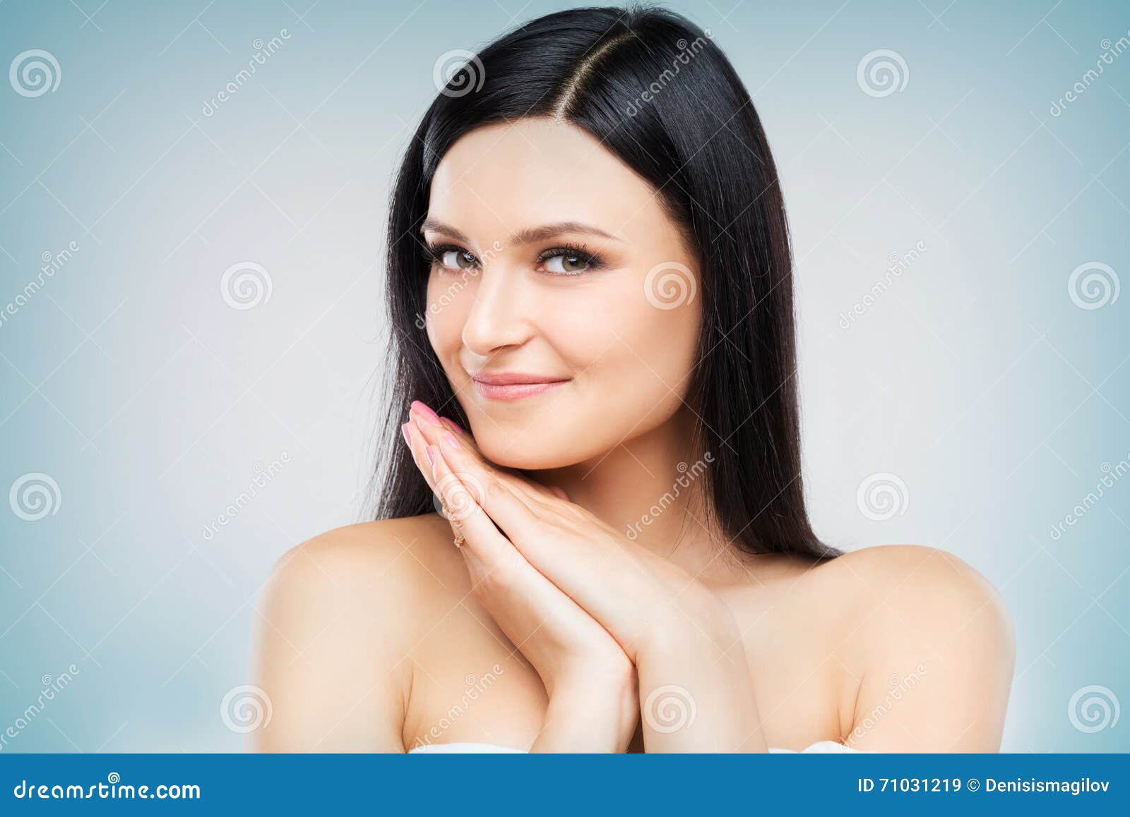 Female with Hands Together Portrait Stock Image - Image of lovely ...
