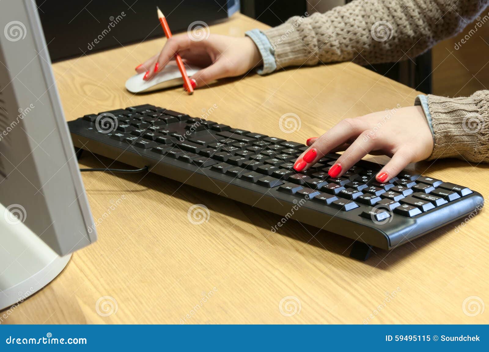 Female hands typing stock image. Image of control, typing - 59495115