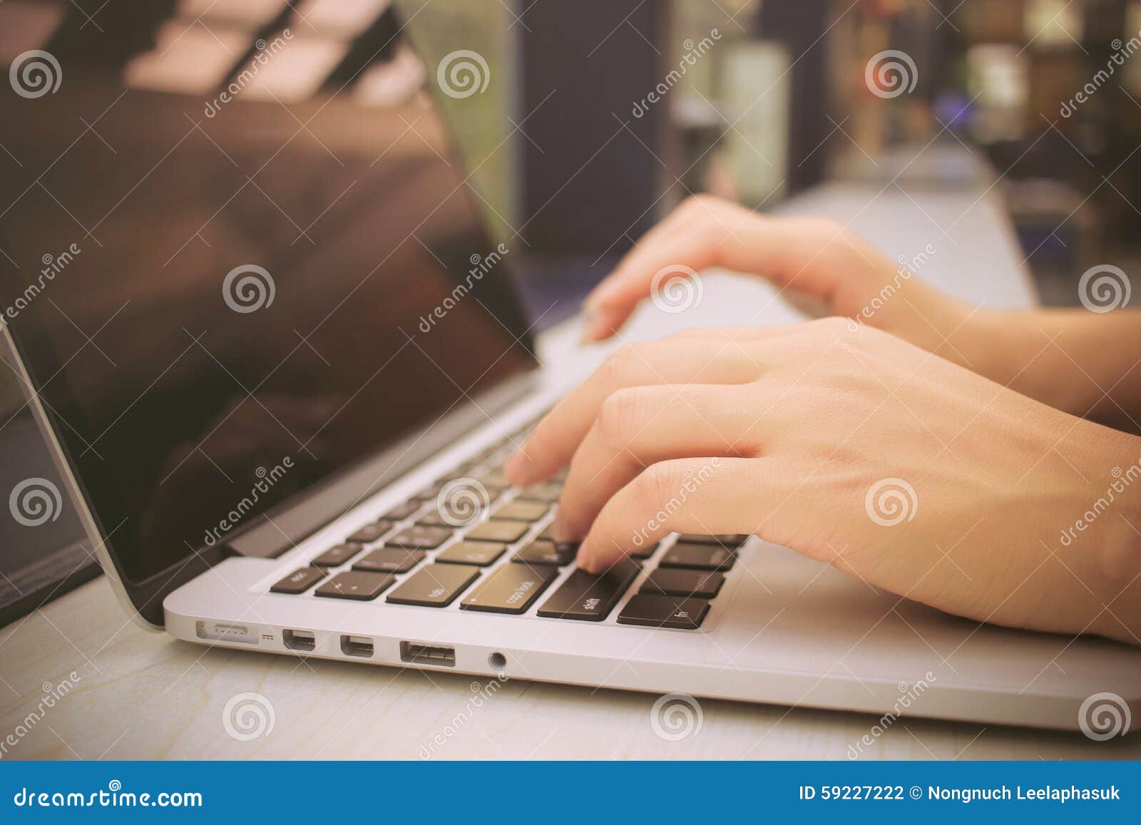 Female Hands Typing on Keyboard of Laptop Stock Photo - Image of office ...