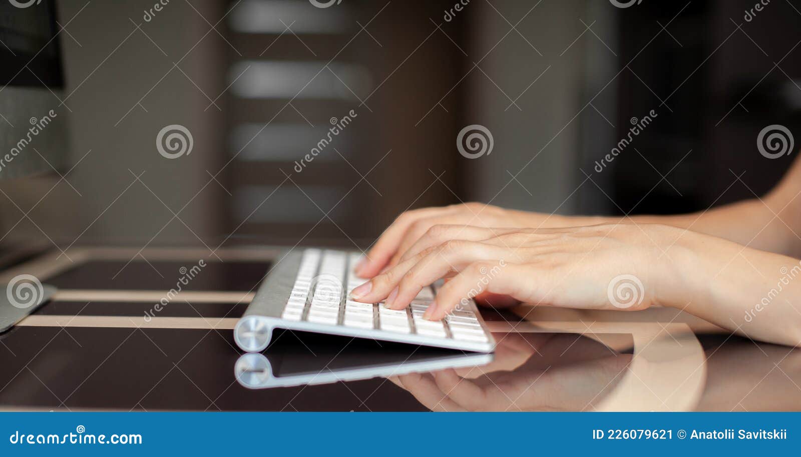 Female Hands Typing Text on the Keyboard while Exchanging Messages ... Female Hands Typing Text on the Keyboard while Exchanging Messages ...