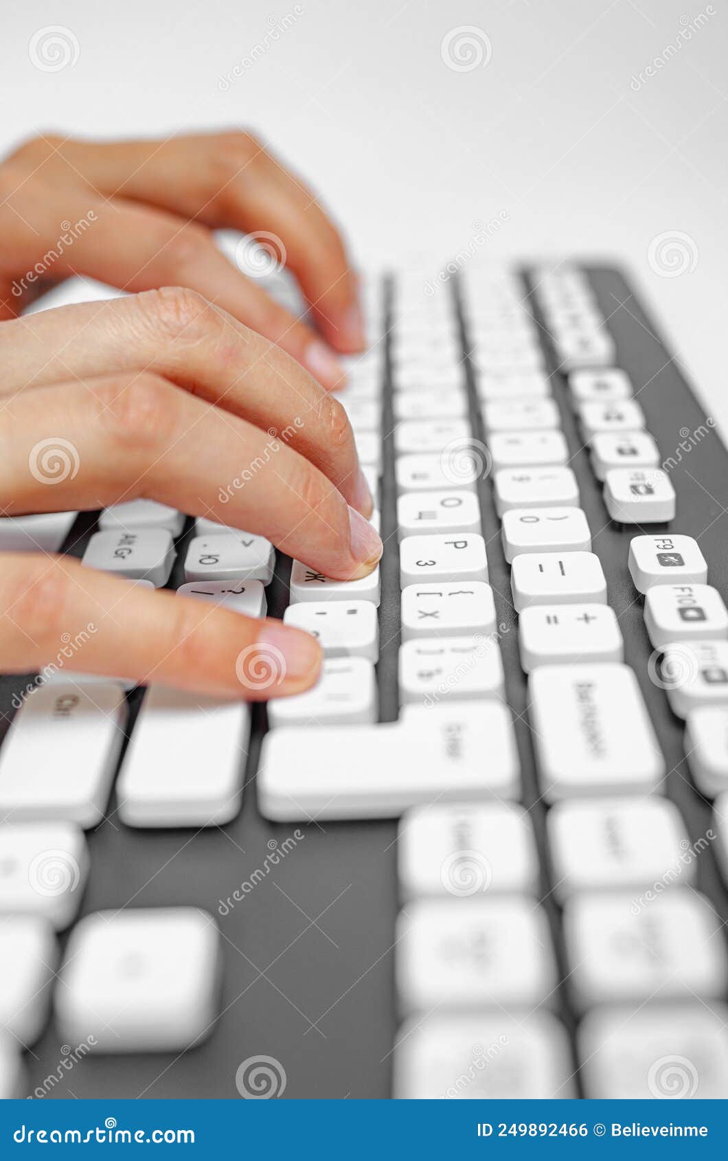 Female Office Worker Typing on the Keyboard Stock Photo - Image of ...