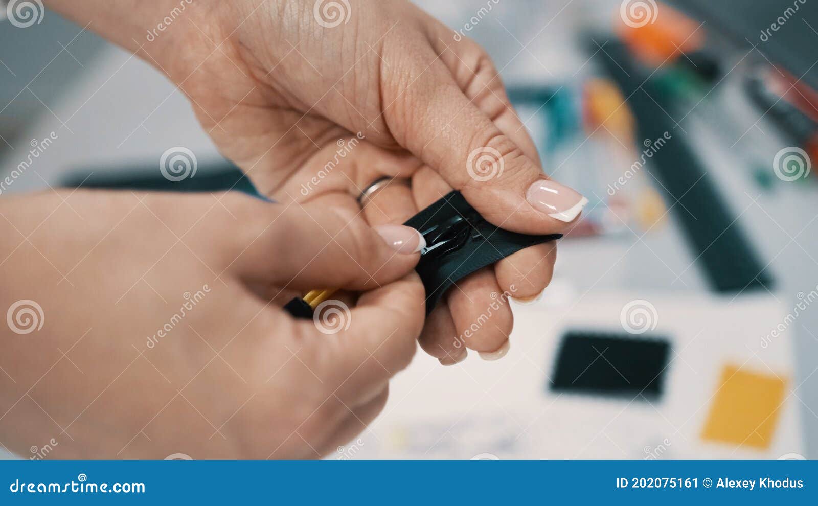 Female Hands Unfasten the Lock Probe Stock Image - Image of close ...