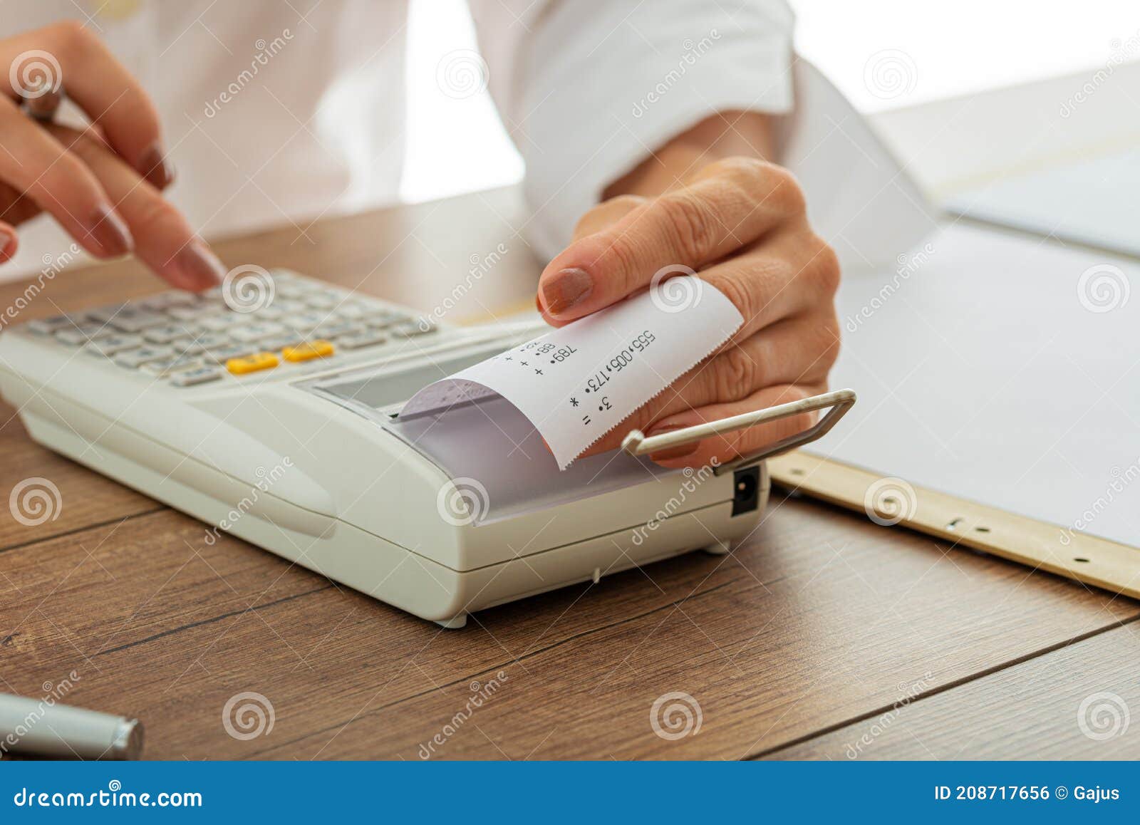 Female Hands Using Adding Machine Stock Photo - Image of business ...
